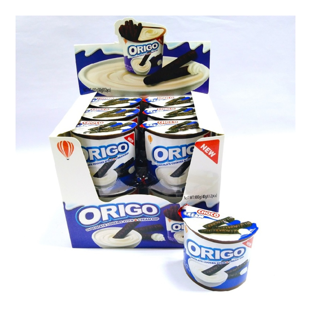 ORIGO CHOCOLATE COOKIES STICK & CREAM DIP 40GM - Ji Feng